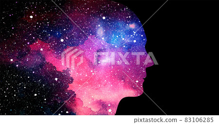 Vector illustration of human head on starry...-插圖素材 [83106285] - PIXTA圖庫