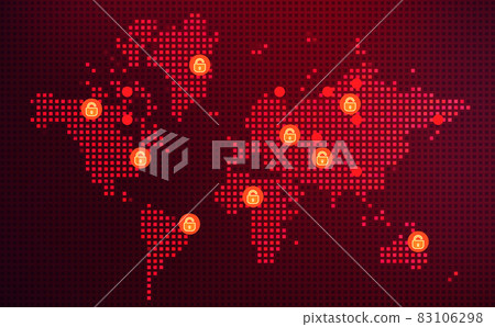 Cyber attack background with map of the world.... - Stock Illustration ...