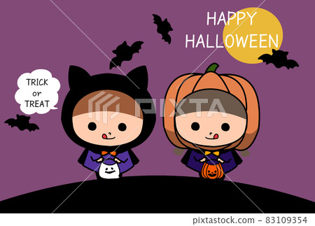 Boy and girl dressed up for Halloween - Stock Illustration [83109354 ...