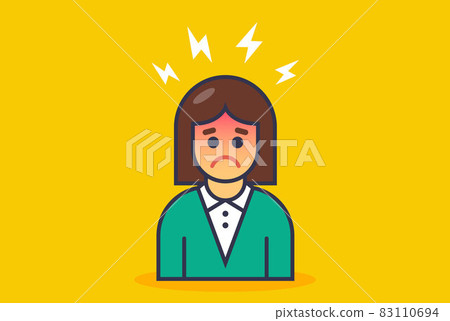 icon girl is having a headache. - Stock Illustration [83110694] - PIXTA