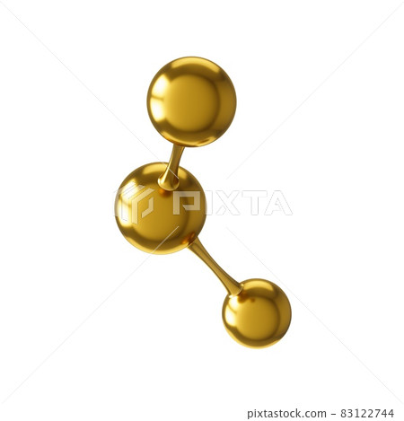 3D Rendering Golden Atom Molecule Structure... - Stock Illustration ...