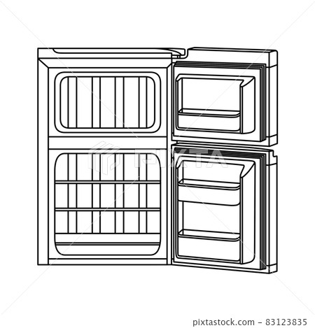 Household 2-door right-opening freezer /... - Stock Illustration ...