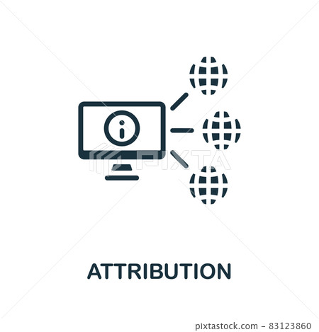 Attribution icon. Monochrome sign from... - Stock Illustration ...