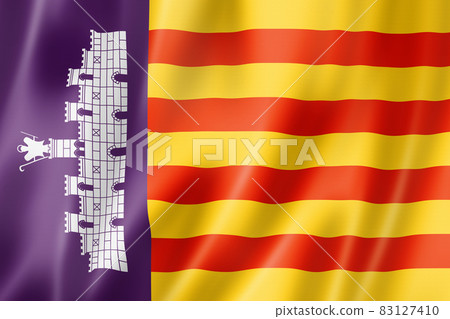 Mallorca, Balearic islands flag, Spain - Stock Illustration [83127410 ...