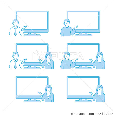 Monitor screen + person (male / female / office... - Stock Illustration ...