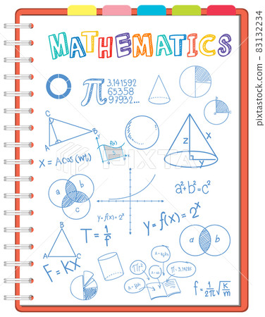 Doodle math formula on notebook page - Stock Illustration [83132234 ...