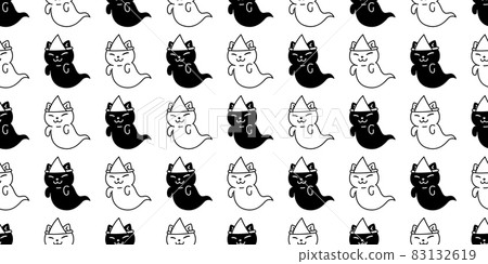 cat seamless pattern Halloween spooky ghost... - Stock Illustration ...