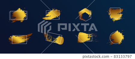 Many gold spots and ragged blots. Geometric... - Stock Illustration ...