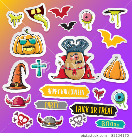 Vector halloween sticker icons set with...-插圖素材 [83134170] - PIXTA圖庫