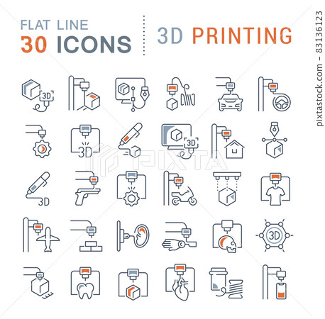 Set Vector Line Icons of 3D Printing-插圖素材 [83136123] - PIXTA圖庫