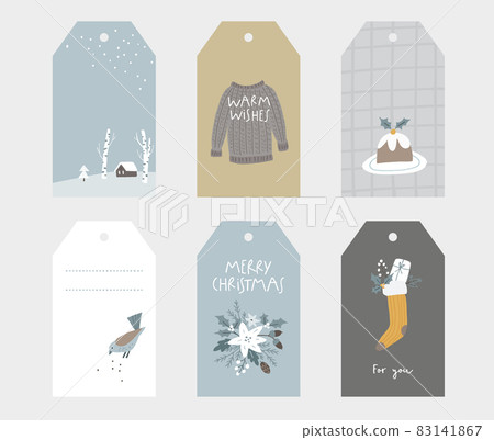 Set of Christmas Scandinavian gift tags,... - Stock Illustration ...