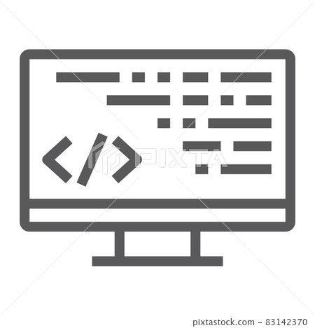 Coding line icon, programming and development,... - Stock Illustration ...