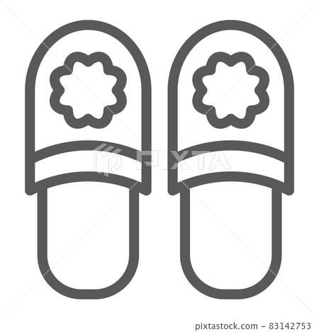 Slippers line icon, clothing and footwear, home... - Stock Illustration ...