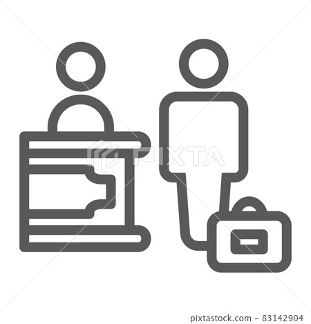 Check-in line icon, hotel and service,... - Stock Illustration ...