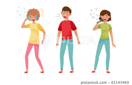 Ways to relax set. People listening music and... - Stock Illustration ...