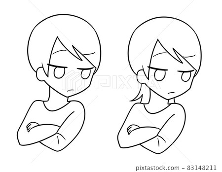 Suspicious men and women (line drawing) - Stock Illustration [83148211 ...