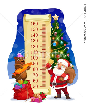 Kids height chart, Santa with gift bag growth... - Stock Illustration ...