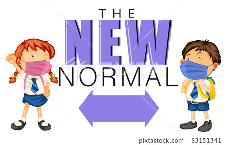 The New Normal with students keeping social... - Stock Illustration ...