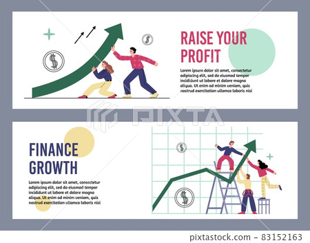 Finance growth and profit raising flyers with... - Stock Illustration ...