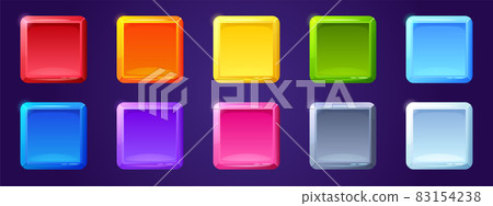 Set of game ui app icons, square buttons for menu-插圖素材 [83154238] - PIXTA圖庫