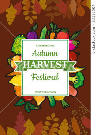 Autumn Harvest Festival poster, fruits and... - Stock Illustration ...