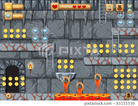 Lava Cave Platformer Game template-插圖素材 [83155530] - PIXTA圖庫