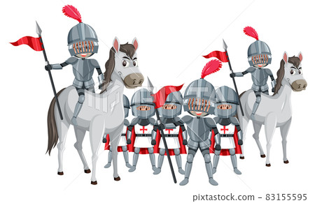 A group of medieval knights on white background - Stock Illustration ...