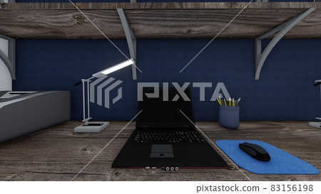 Living room interior perspective with telework... - Stock Illustration ...