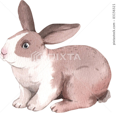 Cute rabbit with easter watercolor - Stock Illustration [83156321] - PIXTA