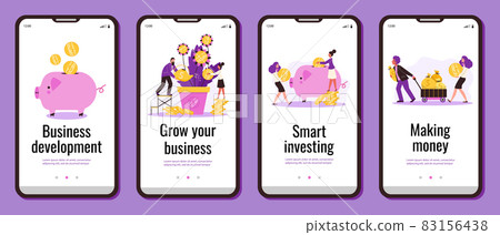 Financial web screen templates set with male,... - Stock Illustration ...