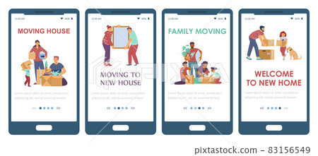 Set of mobile phone apps for relocation... - Stock Illustration ...