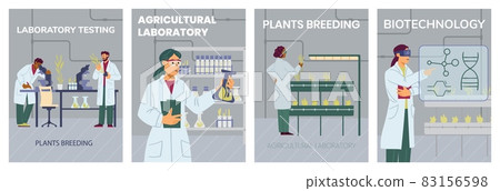 Agricultural laboratory researches and plants... - Stock Illustration ...