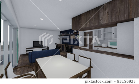 Living room interior perspective with telework... - Stock Illustration ...