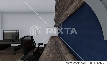 Living room interior perspective with telework... - Stock Illustration ...