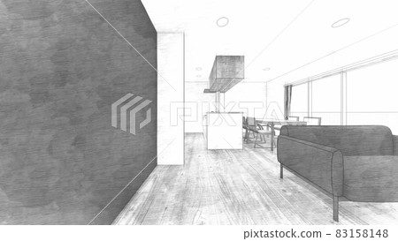 Living room interior perspective - Stock Illustration [83158148] - PIXTA