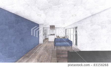 Living room interior perspective - Stock Illustration [83158268] - PIXTA