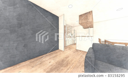 Living room interior perspective - Stock Illustration [83158295] - PIXTA
