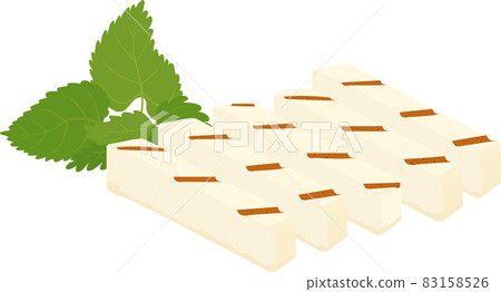 Halloumi grilled cheese and mint cartoon icon - Stock Illustration ...