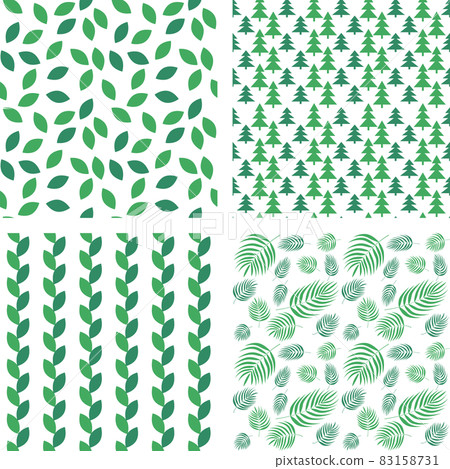 Green leaf plant seamless patterns background set-插圖素材 [83158731] - PIXTA圖庫