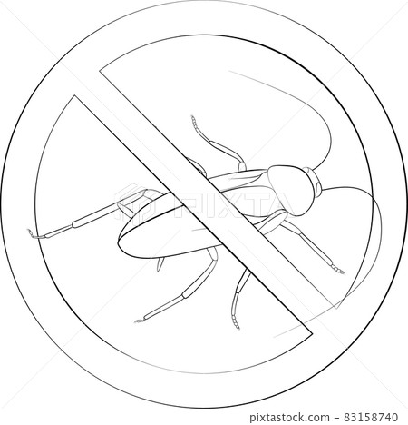 Stop cockroach sign black line symbol illustration - Stock Illustration ...