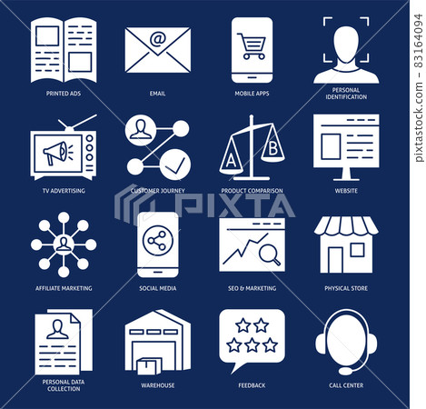 Omni channel icon collection in flat style - Stock Illustration ...