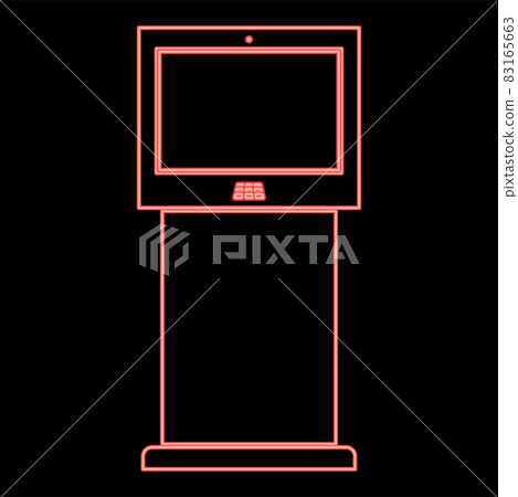 Neon terminal stand with touch screen red color... - Stock Illustration ...
