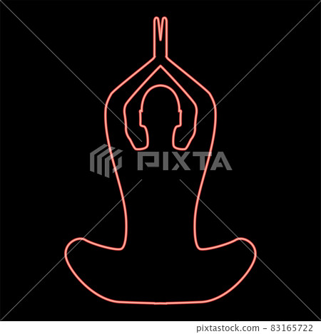 Neon yoga pose of woman red color vector... - Stock Illustration ...