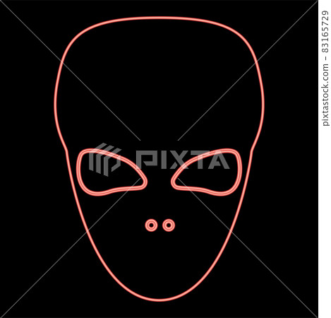 Neon extraterrestrial alien face or head red...-插圖素材 [83165729] - PIXTA圖庫