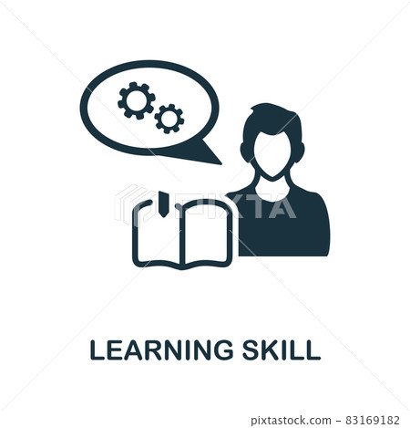 Learning Skill icon. Monochrome sign from... - Stock Illustration ...
