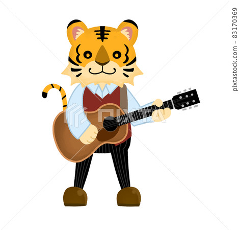 Illustration of a tiger playing the guitar - Stock Illustration ...