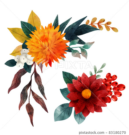 Lush floral composition, fall floral elements,...-插圖素材 [83180270] - PIXTA圖庫