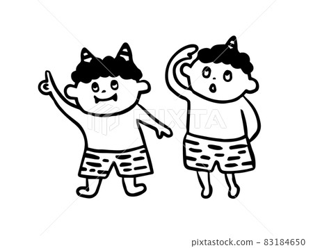 A demon pointing a finger and a demon looking up - Stock Illustration ...