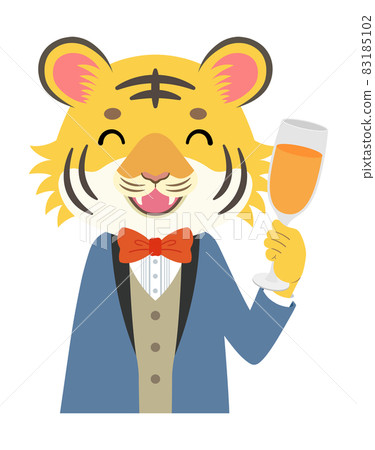 A cute black tie tiger toasting with a smile - Stock Illustration ...