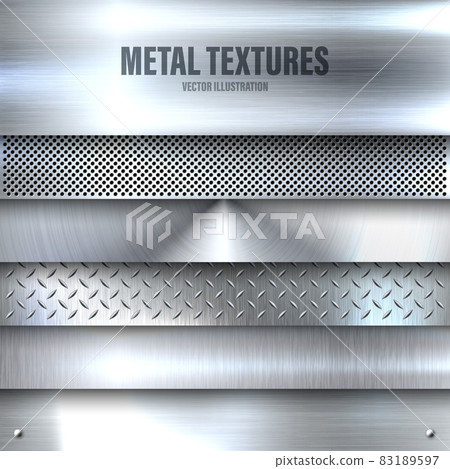 Realistic brushed metal textures set. Polished... - Stock Illustration ...